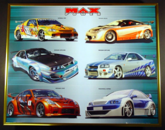MAX POWER CARS/LICENSED POSTER/FRAMED/NEW