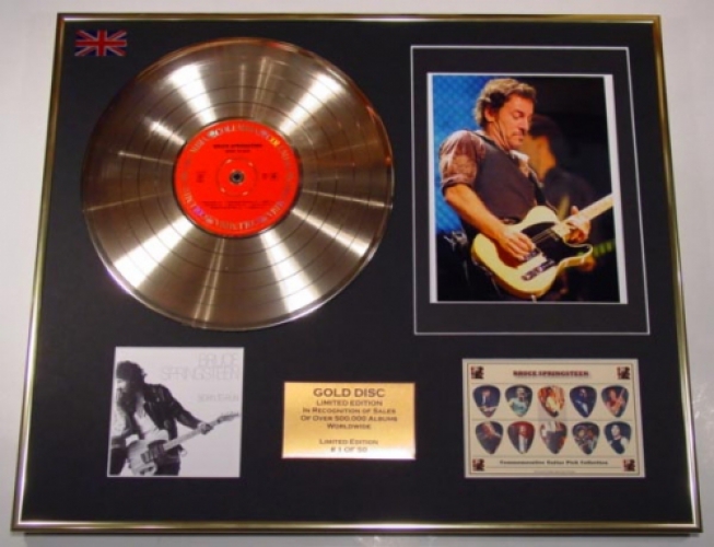 BRUCE SPRINGSTEEN/CD GOLD DISC/'BORN TO RUN'/PHOTO/GUITAR PICKS/COA ...