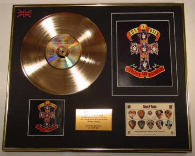 GUNS N' ROSES/CD GOLD DISC/ALBUM ART/GUITAR PICKS/COA/MASSIVE ITEM