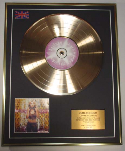 BRITNEY SPEARS/LIMITED EDITION/CD GOLD DISC/ALBUM 'OOPS!.... I DID IT ...