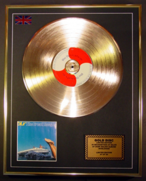BLUR/LTD EDITION CD GOLD DISC/RECORD/THE GREAT ESCAPE