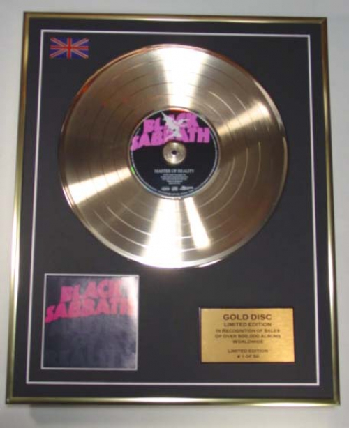 BLACK SABBATH/LIMITED EDITION/CD GOLD DISC/ALBUM 'MASTER OF REALITY ...