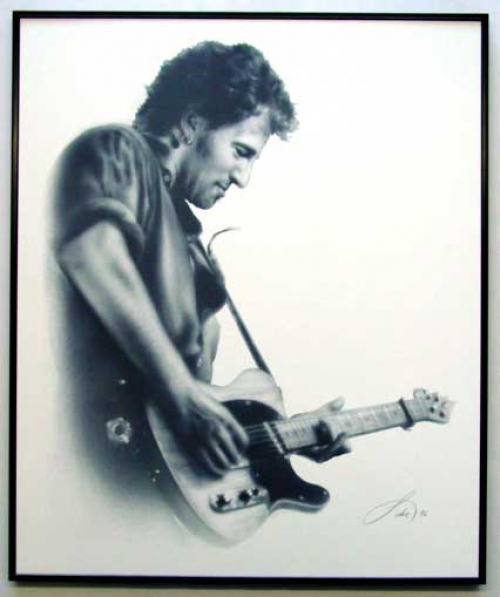 Bruce Springsteen/Charcoal print framed