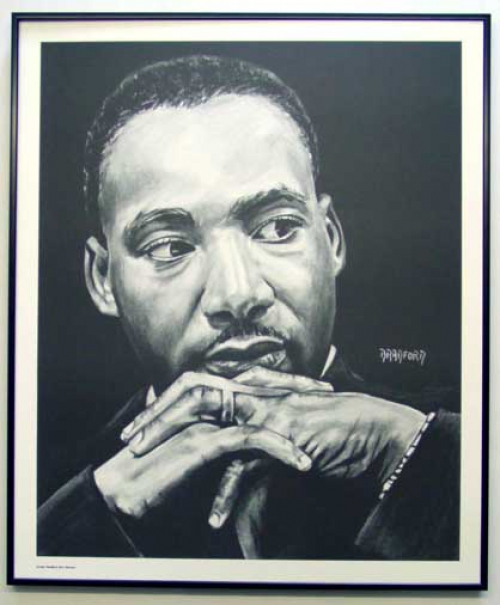 Martin Luther King/Charcoal print framed