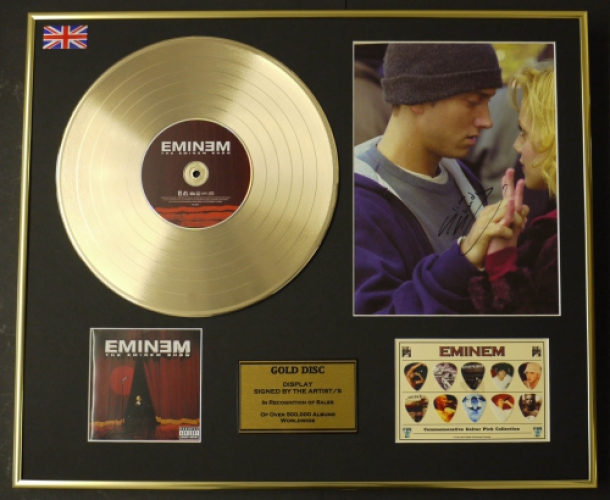 Eminem/Cd Gold Disc/Record/Signed Calendar Pic/Guitar Picks/COA