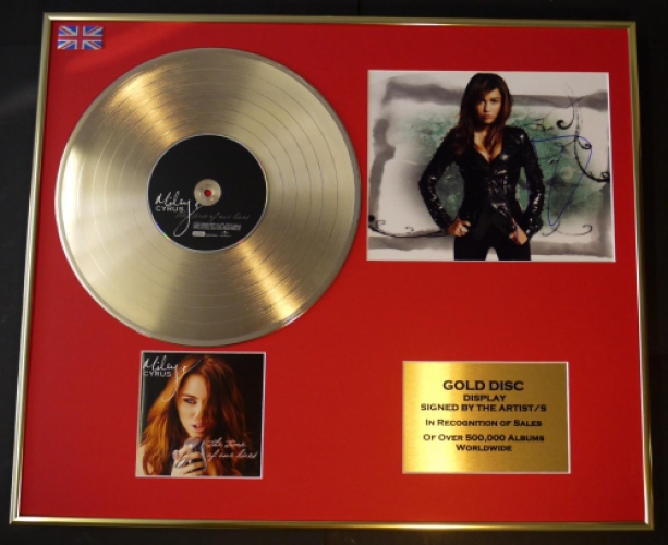 MILEY CYRUS/CD GOLD DISC/RECORD & SIGNED PHOTO DISPLAY/COA