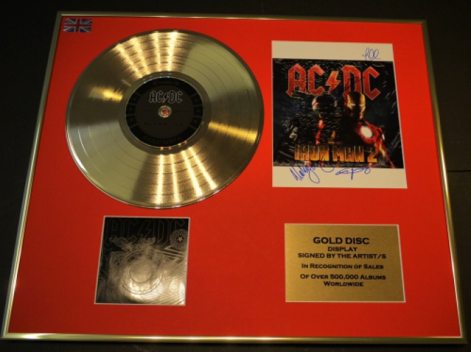 AC/DC/CD GOLD DISC & SIGNED PHOTO DISPLAY/COA
