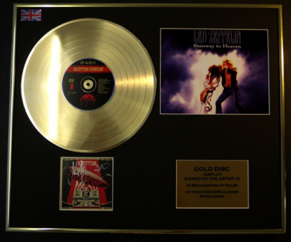LED ZEPPELIN/CD GOLD DISC/SIGNED/PHOTO DISPLAY/COA