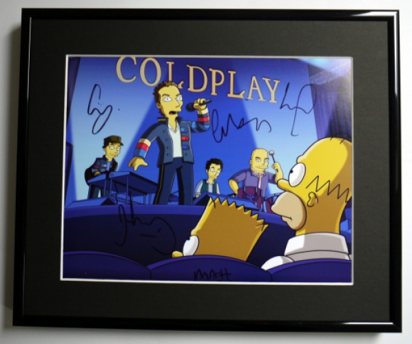 COLDPLAY/SIMPSONS/FRAMED SIGNED PHOTOS/COA