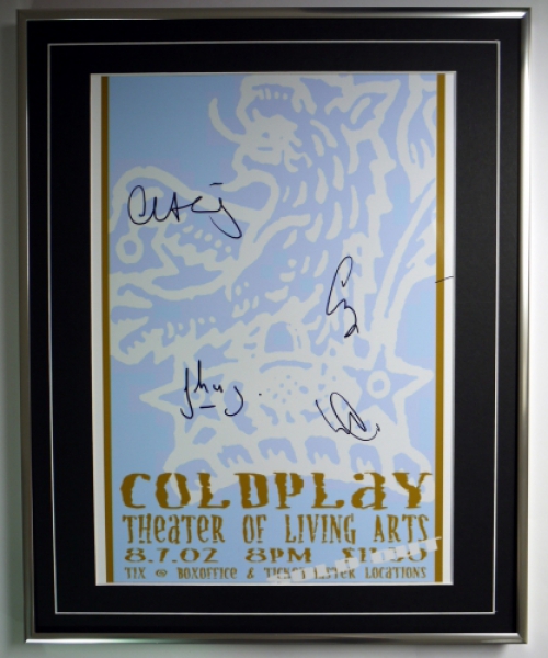 COLDPLAY/LARGE PROMO PHOTO/SIGNED/FRAMED/COA