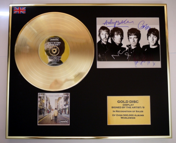 OASIS/CD GOLD DISC & SIGNED PHOTO DISPLAY/COA
