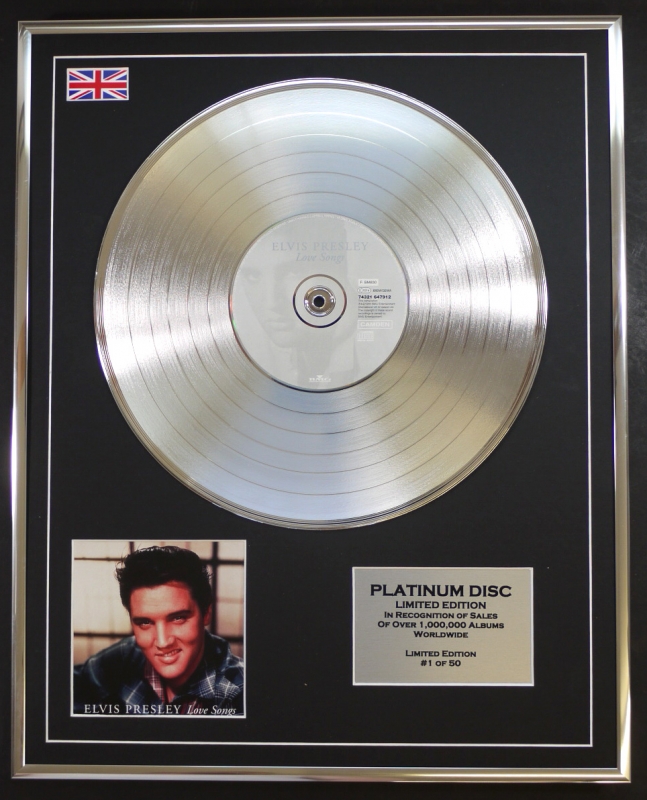 ELVIS PRESLEY/LTD EDITION CD PLATINUM DISC/RECORD/LOVE SONGS