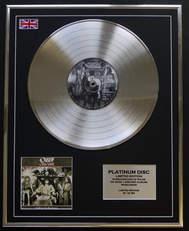 OZZY OSBOURNE/LTD EDITION CD PLATINUM DISC/RECORD/NO REST FOR THE WICKED